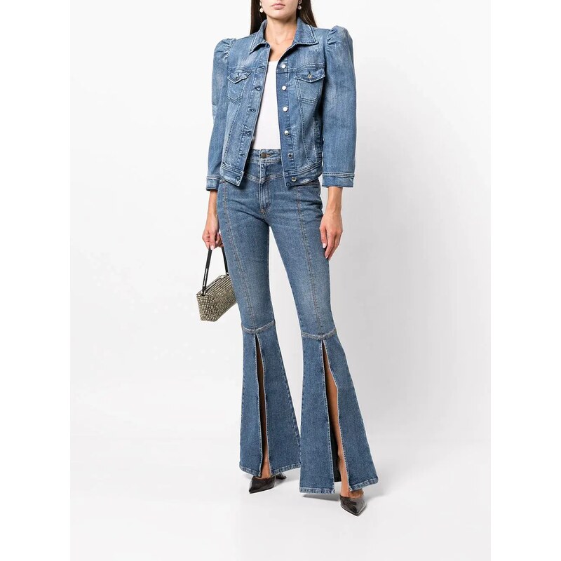 Retrofete Giacca denim Ada con maniche a palloncino - Blu - Stileo.it