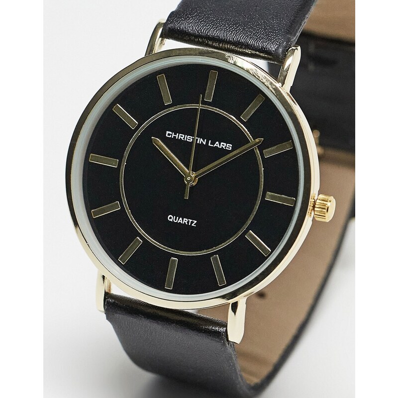 Christin Lars Christian Lars - Orologio minimal nero e oro con ...