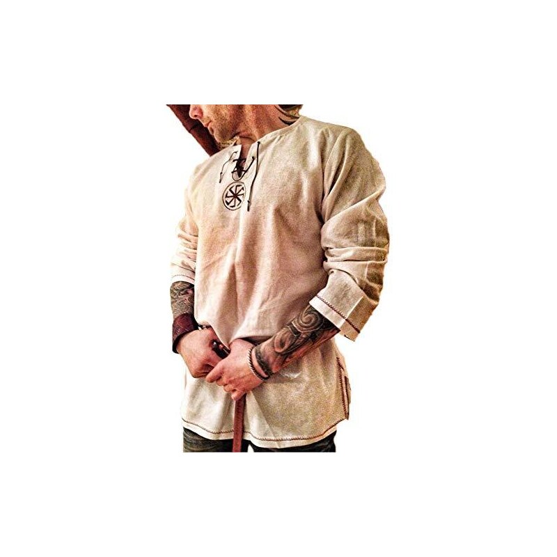 Each Women Camicia Medievale Rinascimentale da Uomo Costume da Pirata Camicia Lunga vichinga ...