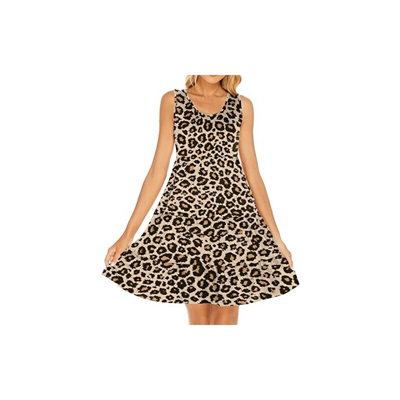 Culiwdn Abito da donna, con scollo a U, senza maniche, mini abito ...