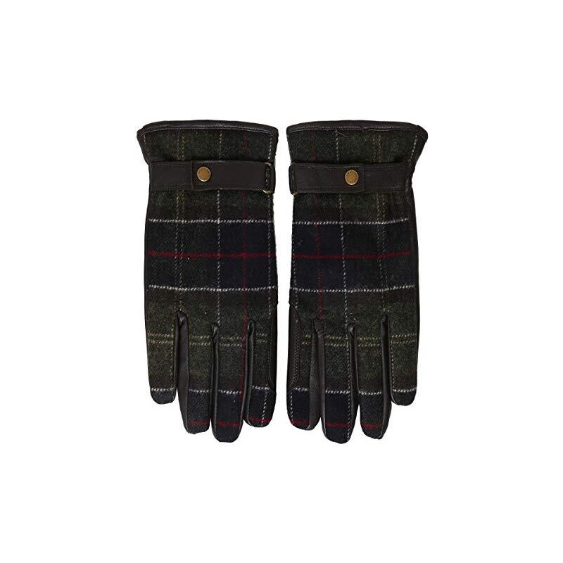 Barbour Uomo Leather Tartan Newbrough Gloves Tartan Classico L - Stileo.it