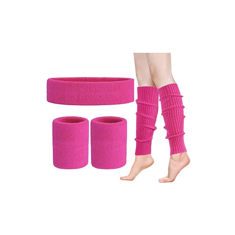 ONUPGO Scaldamuscoli Set Donne 80s Neon Knit Scaldamuscoli Fascia ...