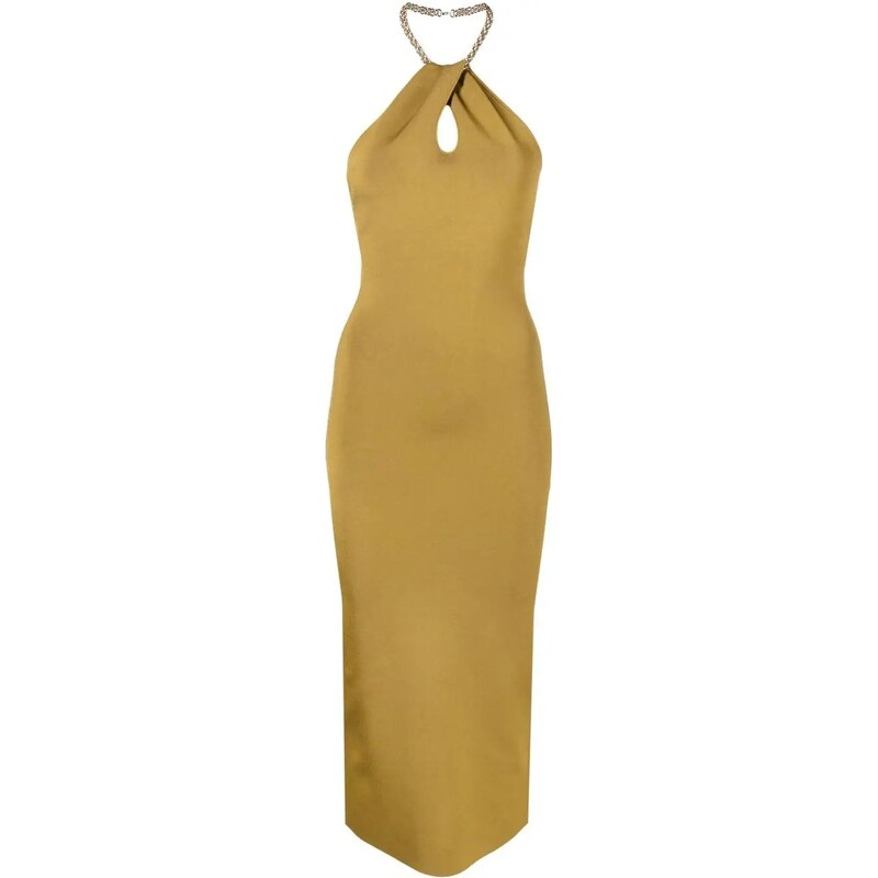 Galvan London Abito midi smanicato con scollo all'americana - Giallo ...
