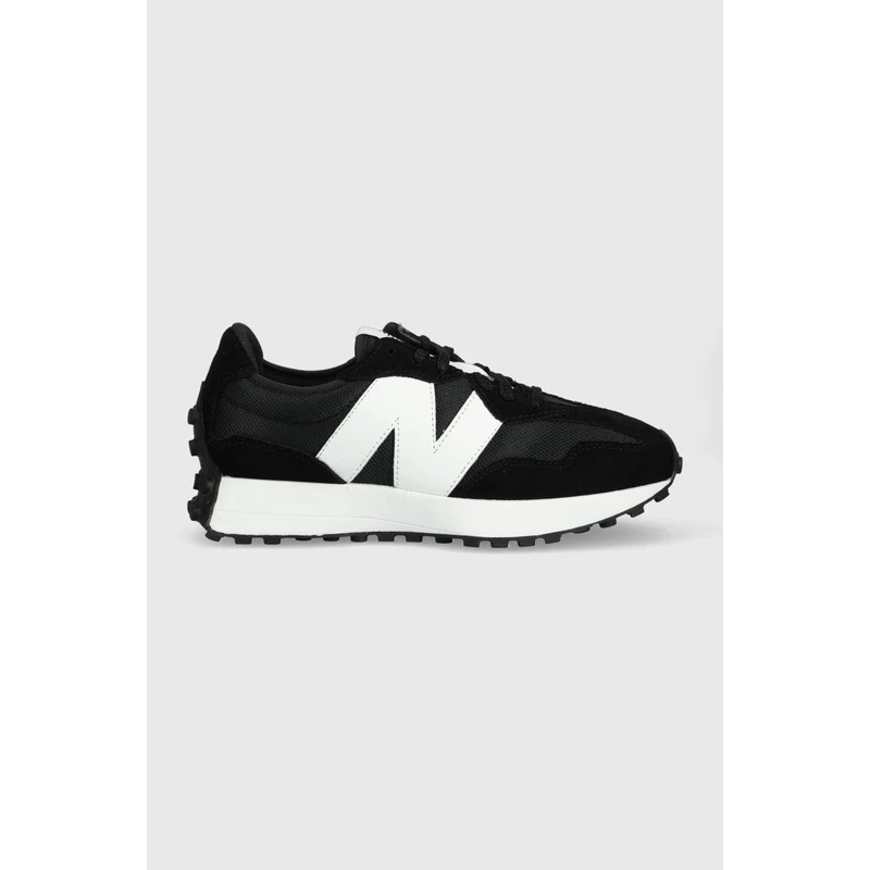 New Balance 327 Black White N Logo - Stileo.it