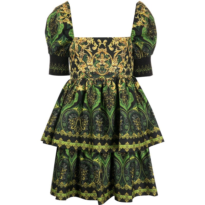 alice + olivia Abito corto Emmalou con balze - Multicolore - Stileo.it