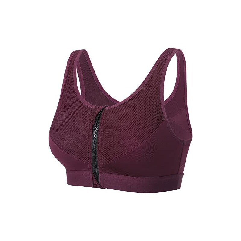 Syrokan Donna Reggiseno Sportivo Senza Ferretto Con Cerniera Frontale