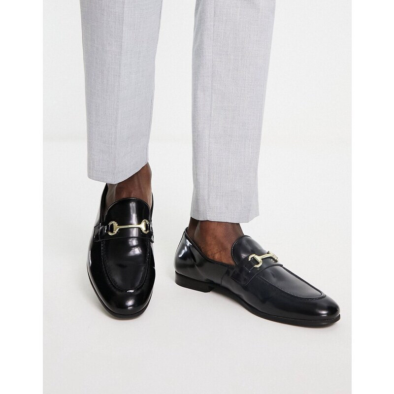 Walk London - Terry - Mocassini con morsetto in pelle nera-Nero - Stileo.it