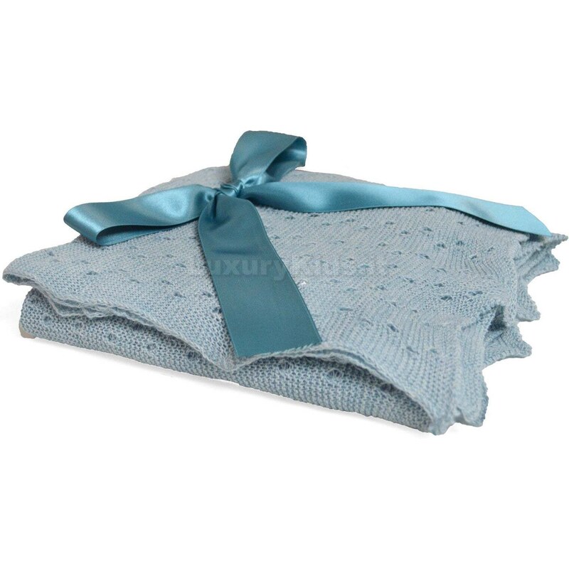 Coperta In Lana Traforata Neonata Verde Acqua PALOMA DE LA O ZI8CH1V ...