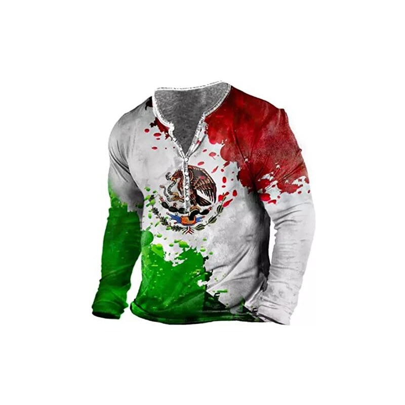 AOKODA Shirt Uomo Stampa Digitale Abbottonatura Collo Rotondo Shirt ...