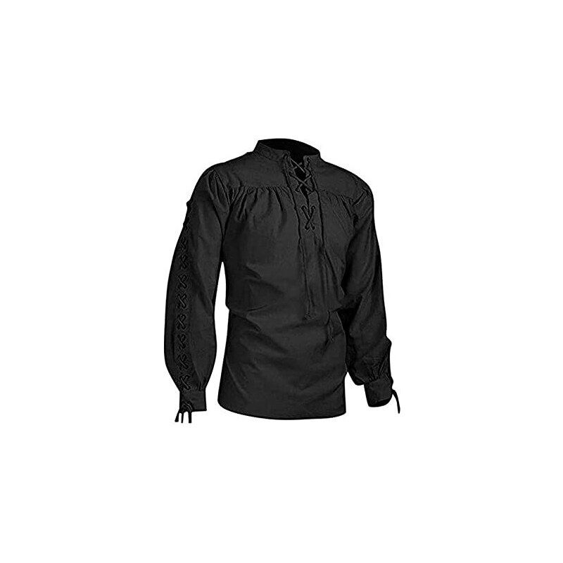 BaronHong Camicia da Pirata da Uomo Viking Steampunk Retro Rinascimento Medievale Gotico ...