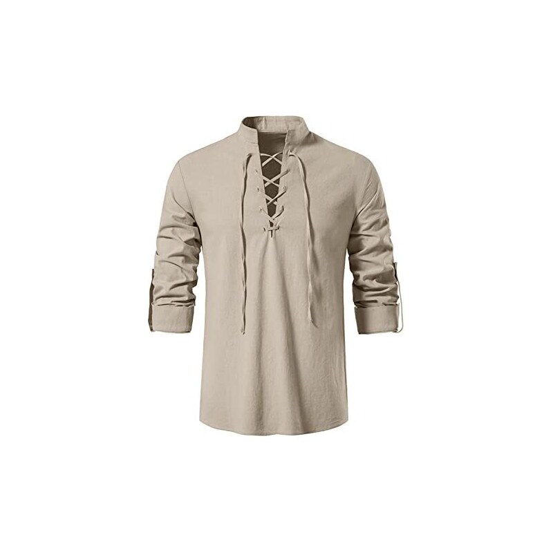 KGLHTYU Camicia medievale da uomo medievale regolare gotico abbigliamento da uomo costume da ...