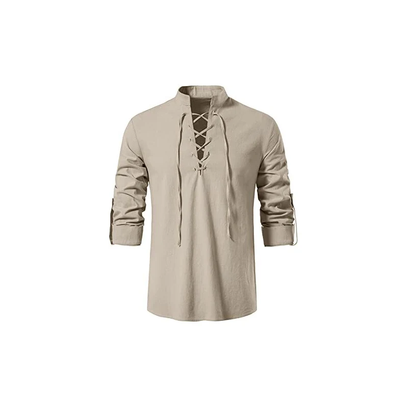 KGLHTYU Camicia medievale da uomo medievale regolare gotico abbigliamento da uomo costume da ...