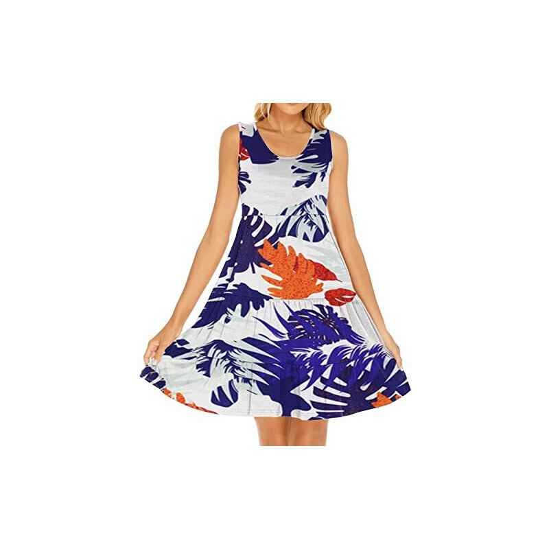 Culiwdn Abito da donna, con scollo a U, senza maniche, mini abito ...