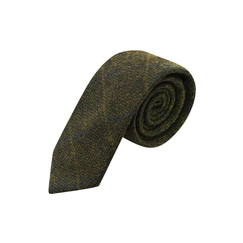 King & Priory Cravatta Color Ginepro a Quadretti con Disegno a Spina di ...