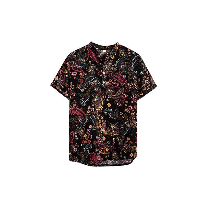 Xmiral Camicia Camicetta Uomo Etnico Manica Corta Casual Lino Cotone ...