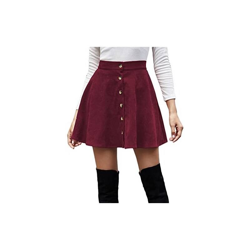 Orandesigne Gonna Elegante Donna Corta Velluto A Coste Minigonna