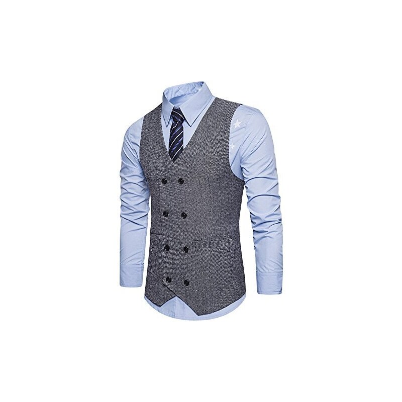 LJHH Gilet Uomo Senza Maniche Scollo A V Doppiopetto Slim Fit Elegante ...