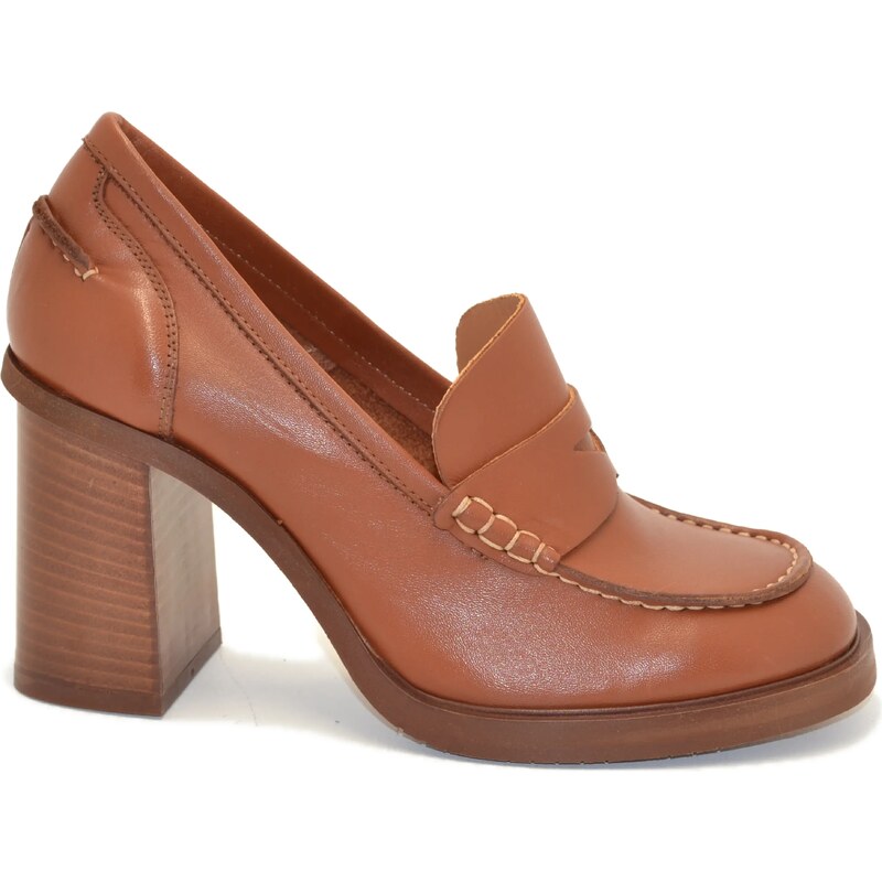 ELISA LANCI MOCASSINO VERA CON TACCO IN CUOIO VITELLO SIFUR 2106 ...