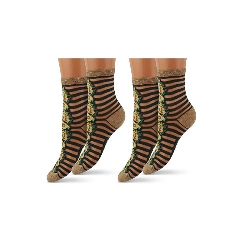 Leedya 2 Paia Calzini Velati Glitterati Donna in Nylon Trasparenti ...