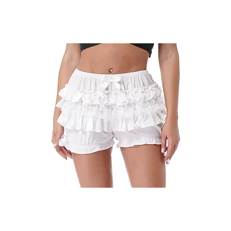 YUUMIN Pantaloncini da Donna con Lace con Balze Bloomers con Fiocco ...