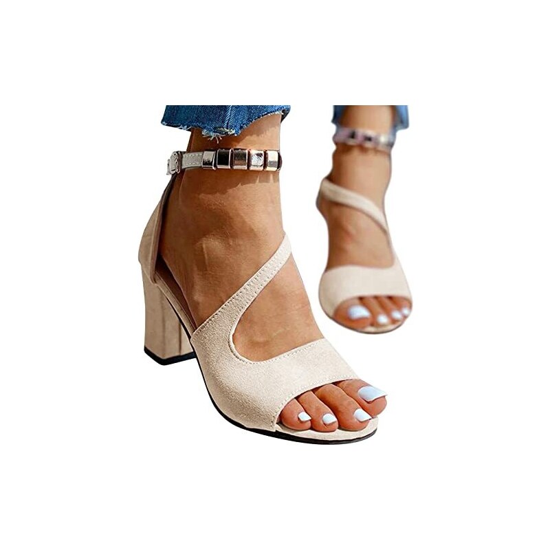 MJGkhiy Scarpe Estive Donna Sandali Donna Bassi Blu Slingback Cinturino ...