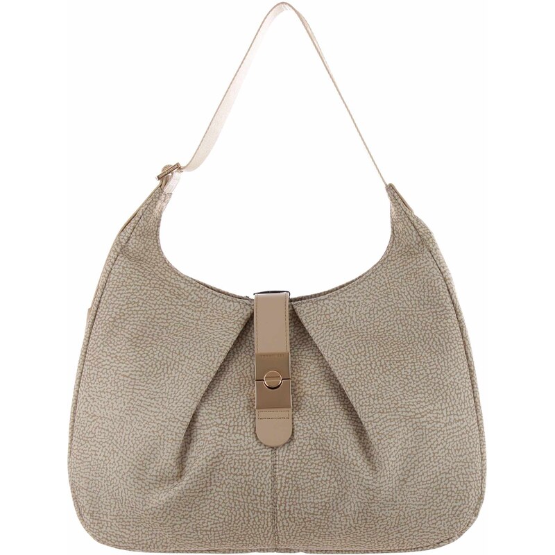 Borbonese Hobo bag medium in nylon e pelle sabbia TU - Stileo.it