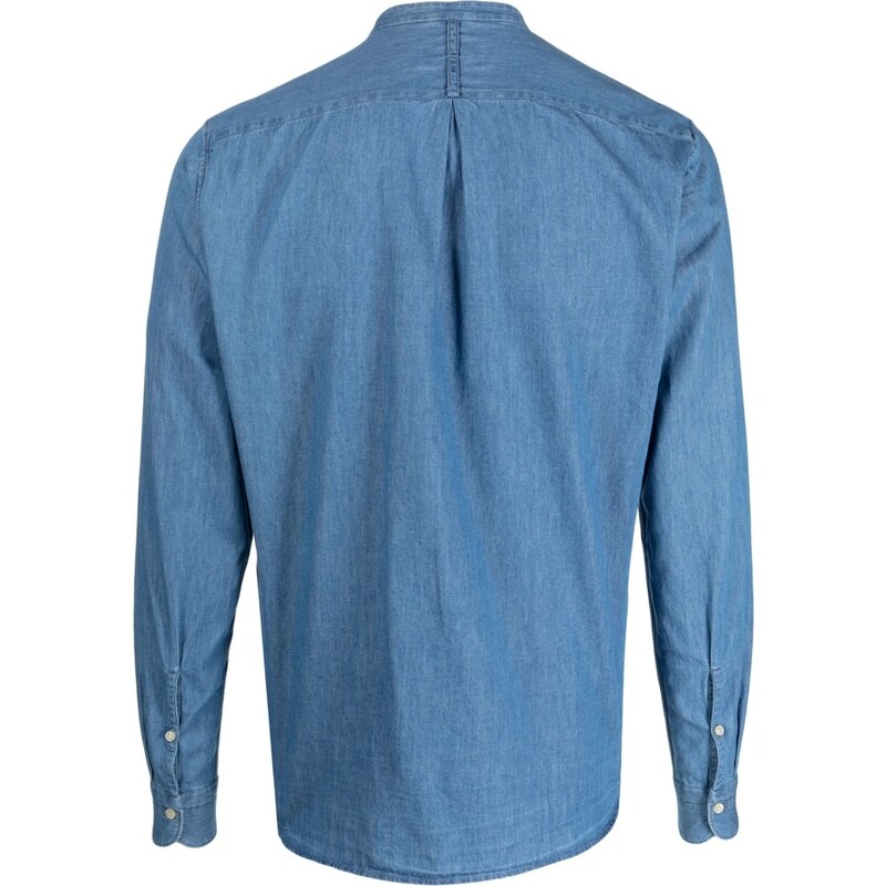 Tintoria Mattei Camicia denim con colletto a cinturino - Blu - Stileo.it