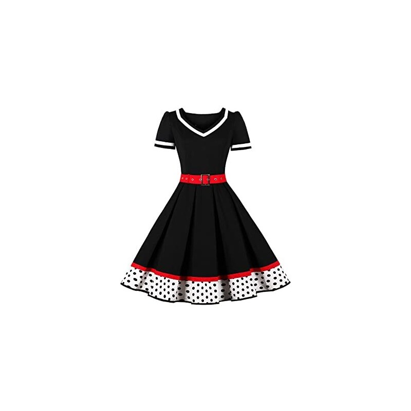 AXOE Donna Abito Festa Cerimonia Vintage Anni 50 Rockabilly con Cintura ...