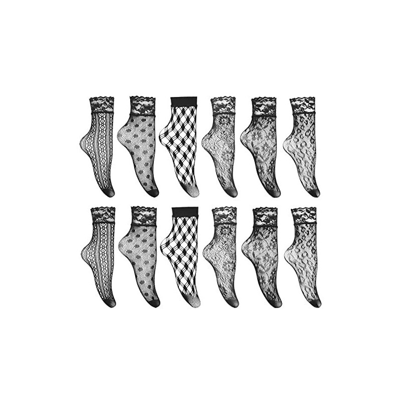 EraAja Primavera ed estate Sexy jacquard scavato calze a rete corte ...