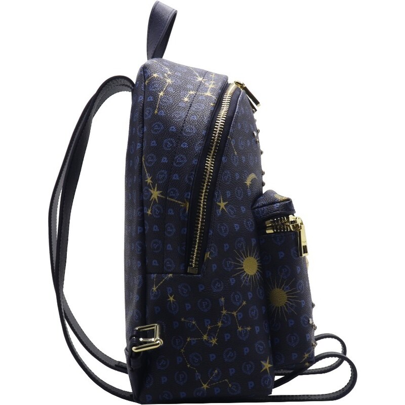Pollini Zaino Starlight Heritage con Stampa Logo All Over in Blu e Nero ...