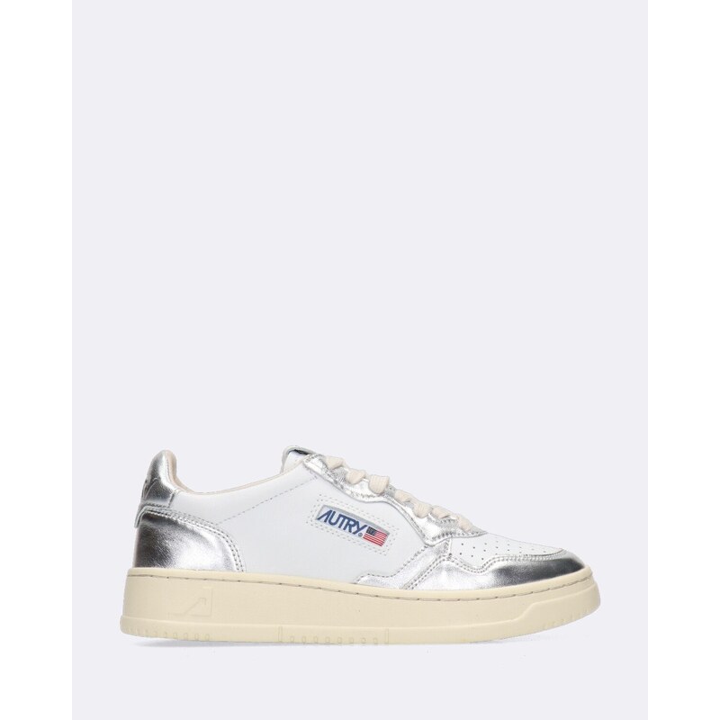 Autry Sneakers Medalist Low in Pelle Bianca e Argento - Stileo.it