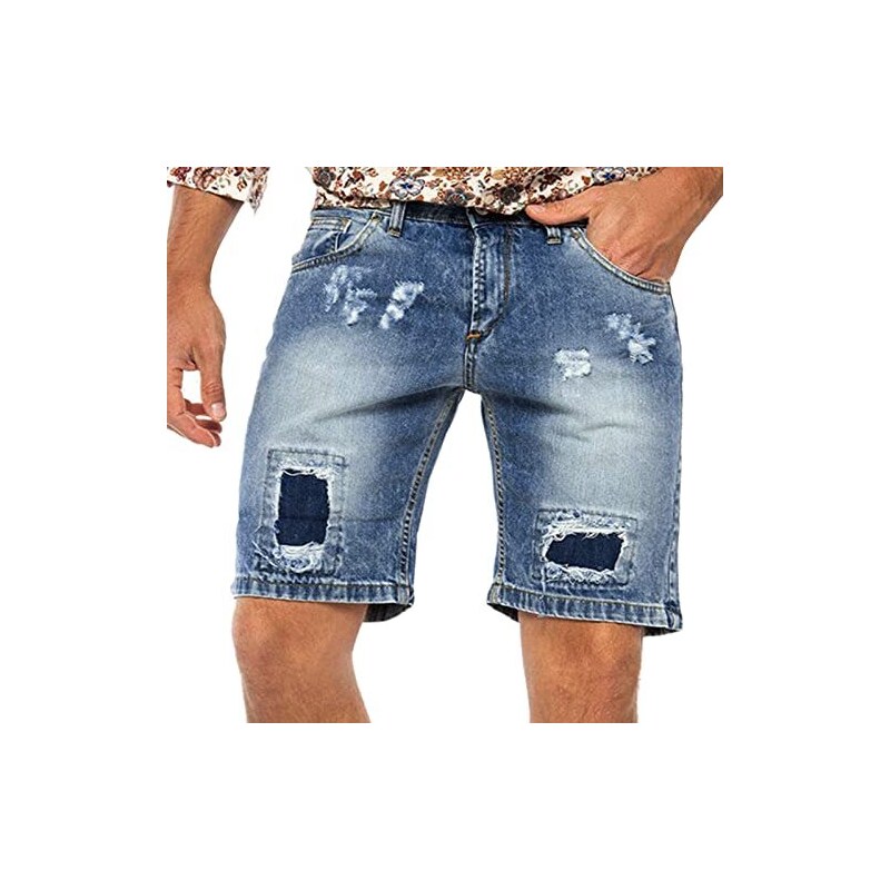 Beokeuioe Pantaloni corti da uomo in denim elasticizzato washed ...