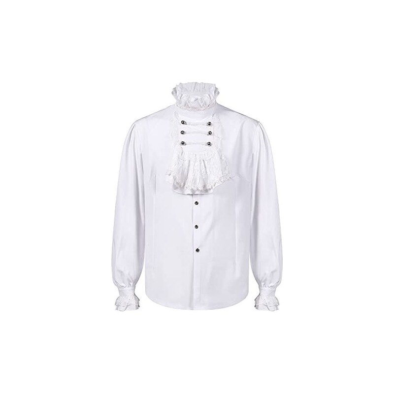 Caxndycing Camicia da pirata da uomo con volant coloniale, camicia rinascimentale, a maniche ...