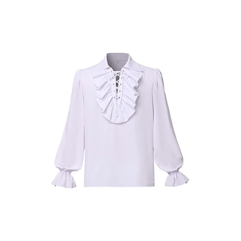 GRACEART Camicia da uomo pirata volant camicia coloniale poeta rinascimentale camicia volant ...