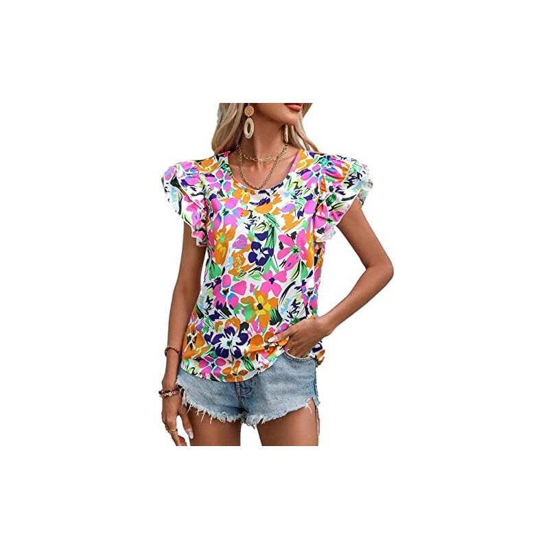 BROLEO Top Estivo da Donna, Top Estivo con Scollo a U Casual ...