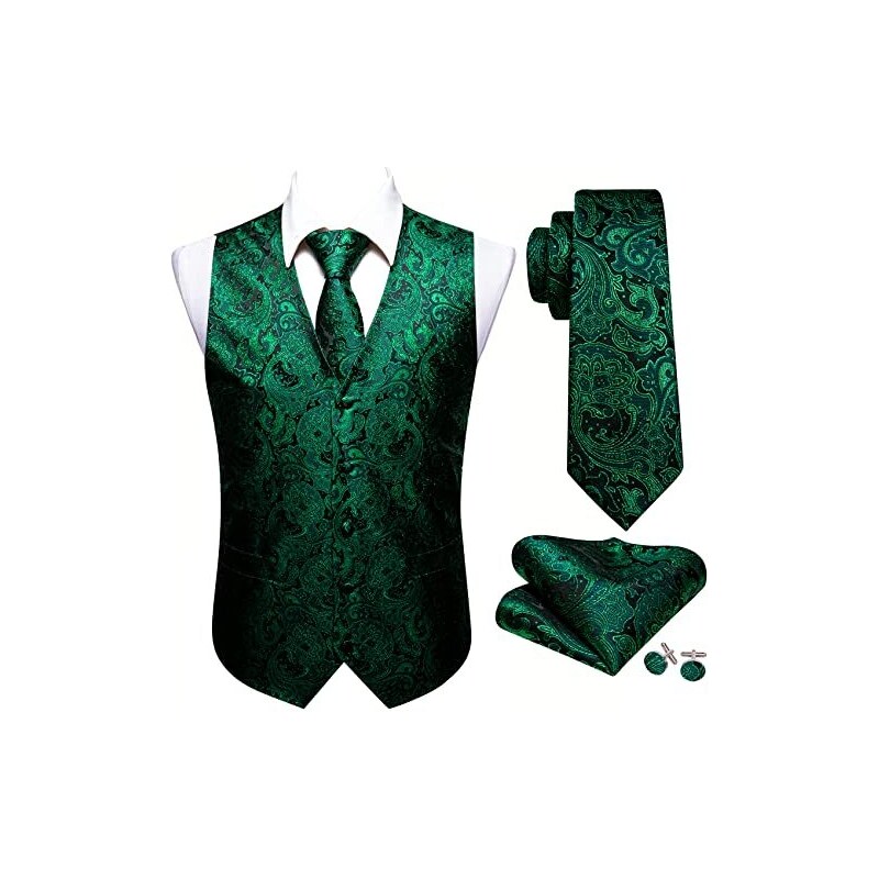 Barry.Wang Gilet da uomo con motivo cachemire, in seta jacquard, con ...