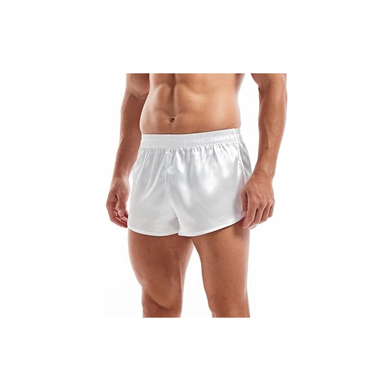 Amy Coulee Boxer da uomo in raso pantaloncini da pigiama setosi ...