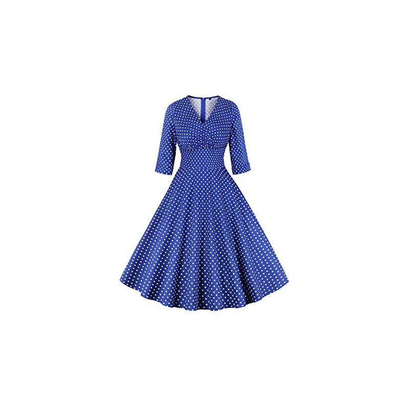 AXOE Donna Abito Elegante Ceremonia Vintage Anni 50 con Manica Lunga 3/ ...