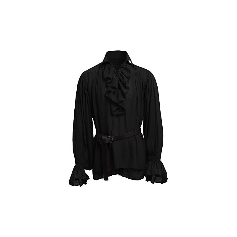 BaronHong Camicia da Pirata da Uomo Vampiro Rinascimento Vittoriano Steampunk Gotico Increspato ...