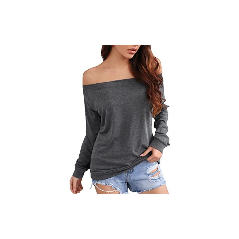Trisar Top da Donna con Spalle Scoperte, Manica Lunga, Morbido e alla ...
