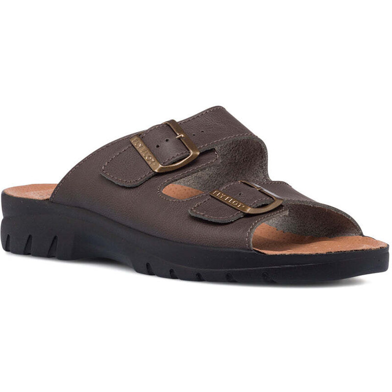 Sandali marroni in similpelle da uomo con sottopiede anatomico Fly Flot ...