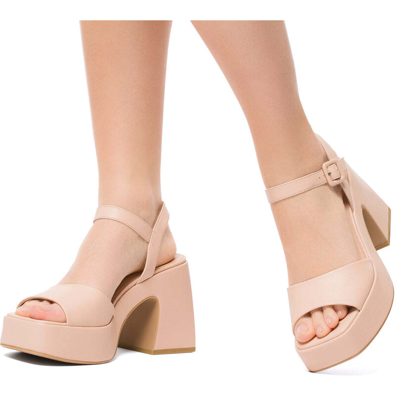 Sandali nude da donna con tacco a blocco e plateau Swish Jeans - Stileo.it