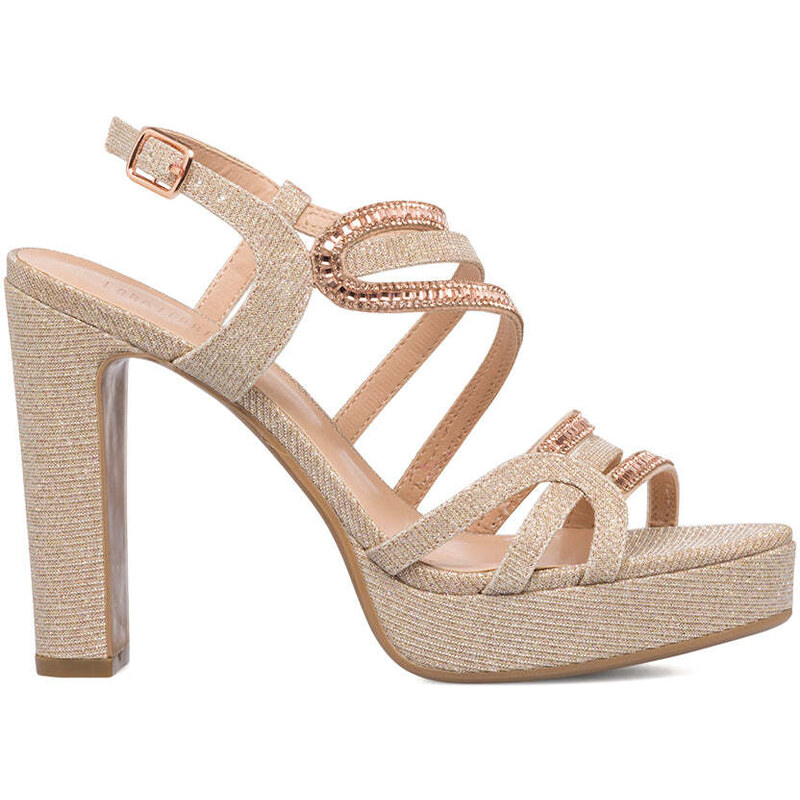 Sandali gioiello champagne glitterati da donna con tacco 11 cm e ...