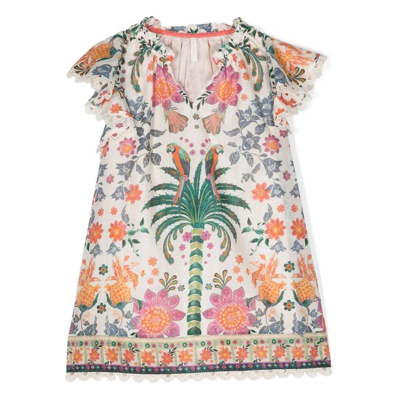 ZIMMERMANN Kids Abito svasato Ginger - Blu - Stileo.it