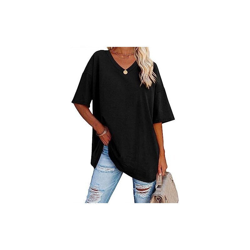 WINKEEY Maglietta da Donna Oversize Estiva a Manica Corta con Scollo a ... WINKEEY Maglietta da Donna Oversize Estiva a Manica Corta con Scollo a ...