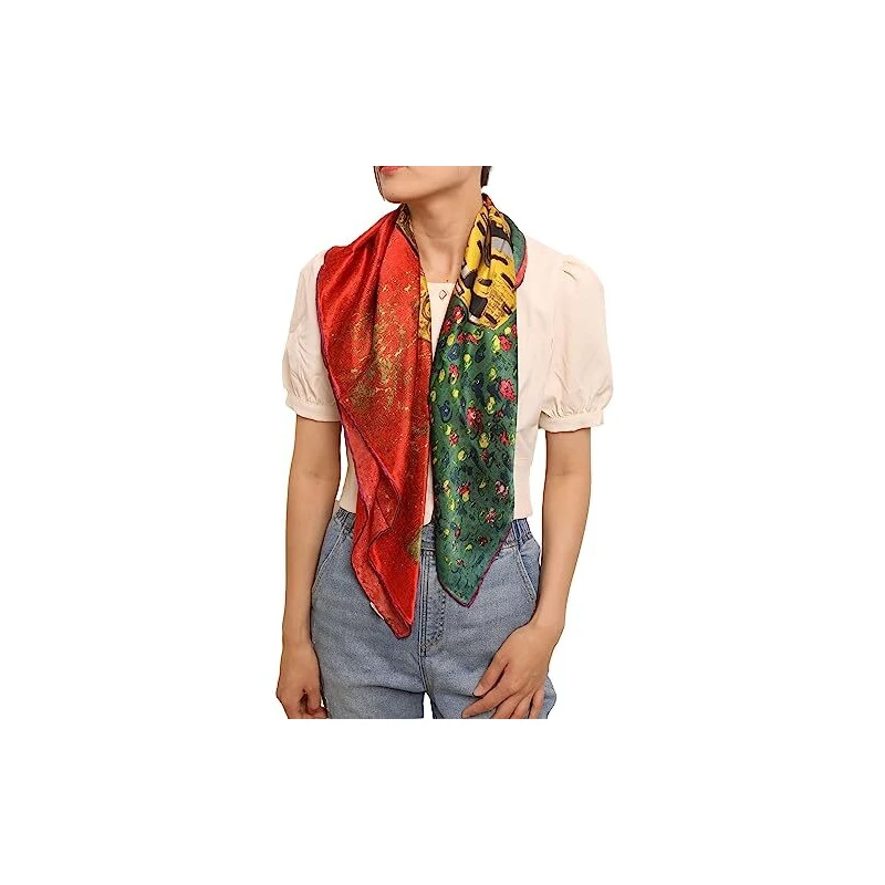prettystern Donna 100% Rosa Seta Foulard Scialli Colorata Cerimonia Arte Gustav Klimt 90cm ...