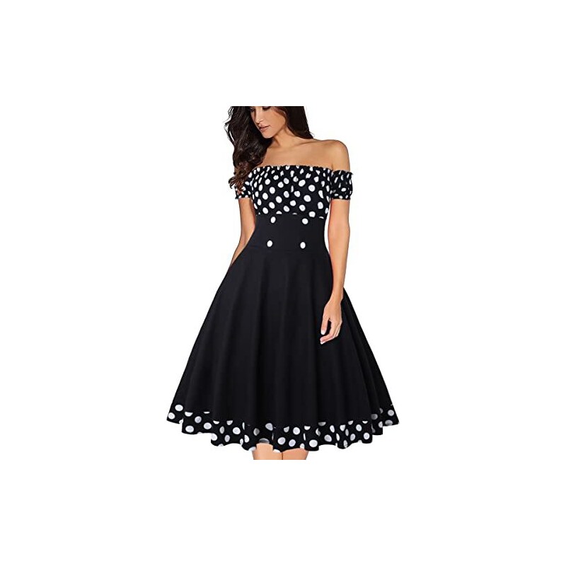 AXOE Donna Abito Spalle Scoperter Elegante Rockabilly Anni 50 con ...