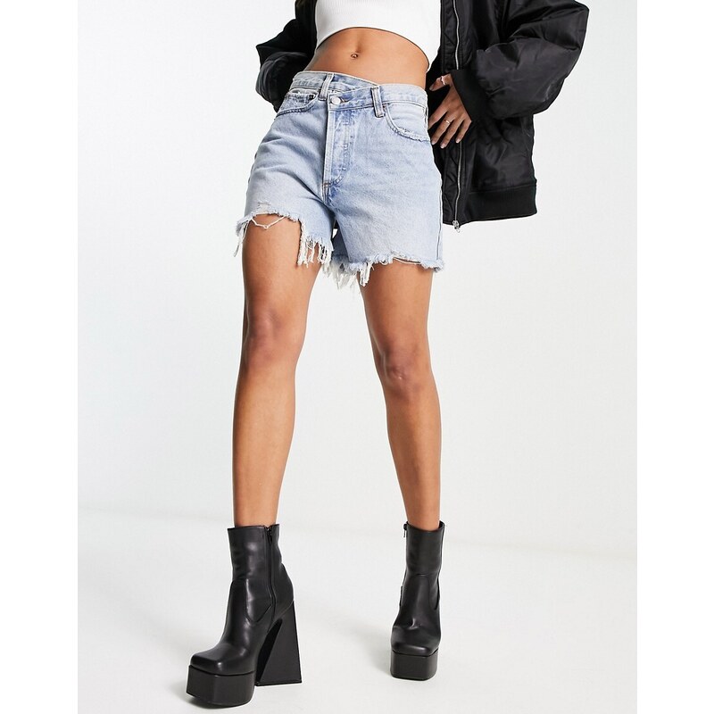 Signature 8 - Pantaloncini di jeans lavaggio medio con fascia in vita ...