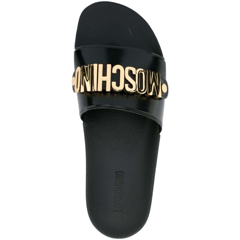 Moschino Sandali slides con placca logo - Nero - Stileo.it