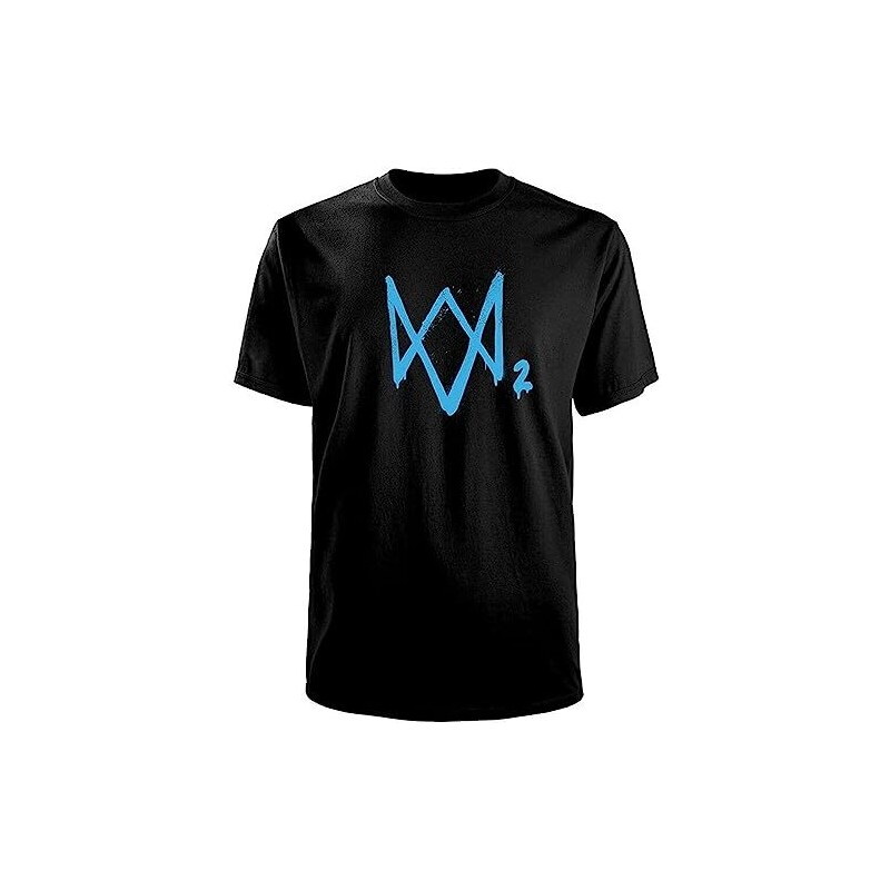 Wound Men's Watch Dogs 2 Logo Black T-Shirt Blue Logo NIP Small - Stileo.it